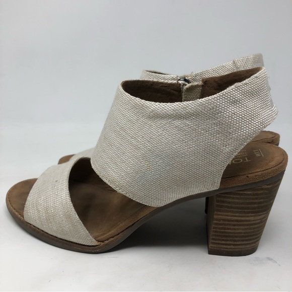 Toms | Shoes | Toms Textured Fabric Wood Heel Sandals | Poshmark